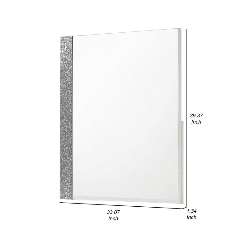 Ara 33 x 39 Dresser Mirror, Crystal Accents, White Glossy Laminate ...