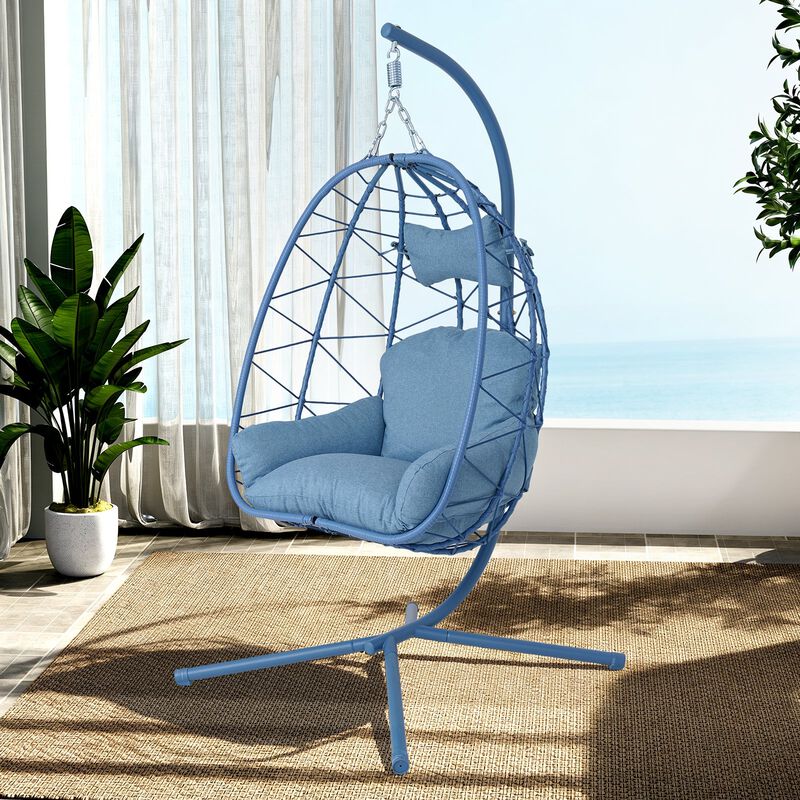 Hivvago Wicker Hanging Egg Chair with Stand