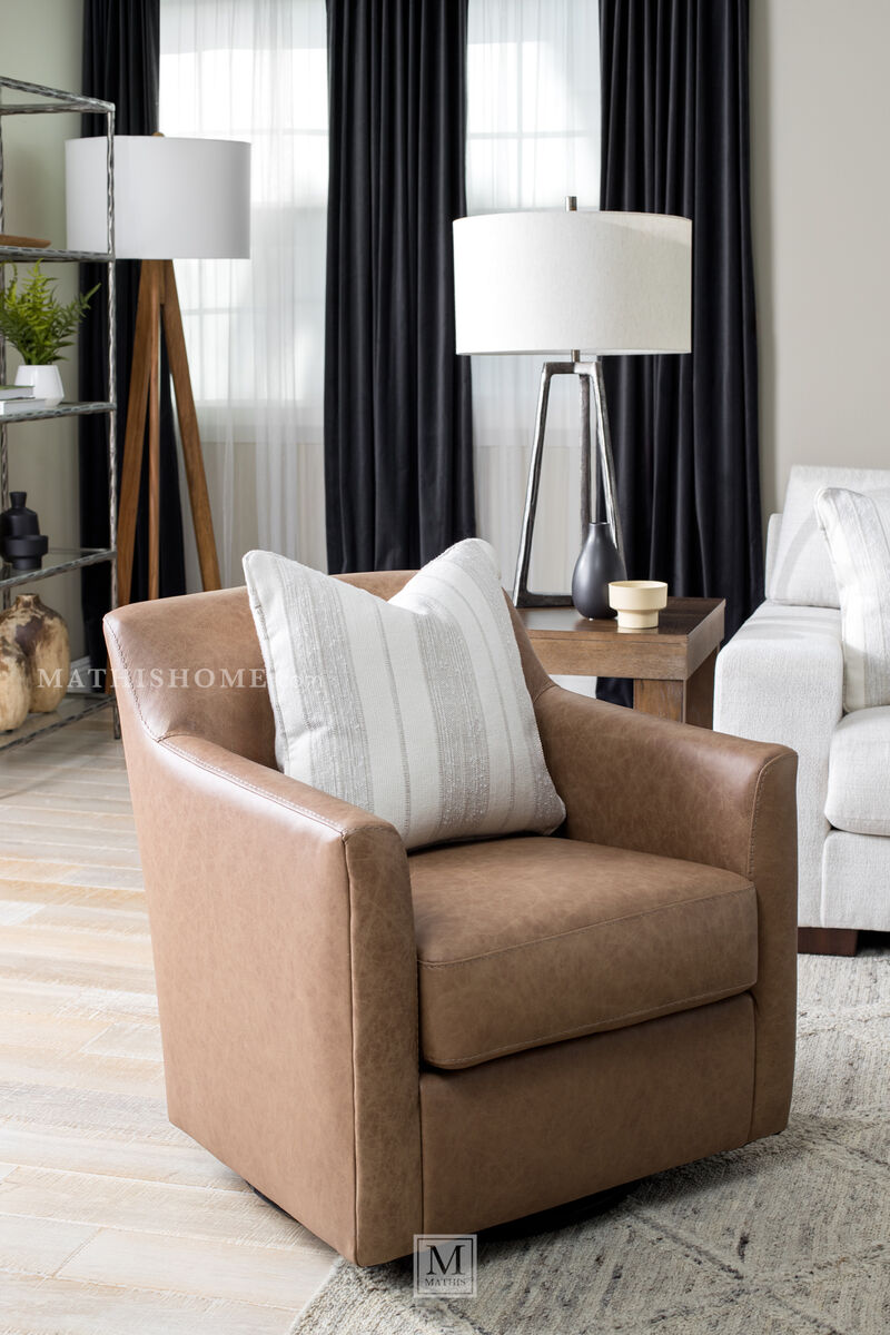 Bradney Leather Swivel Accent Chair | Mathis Home